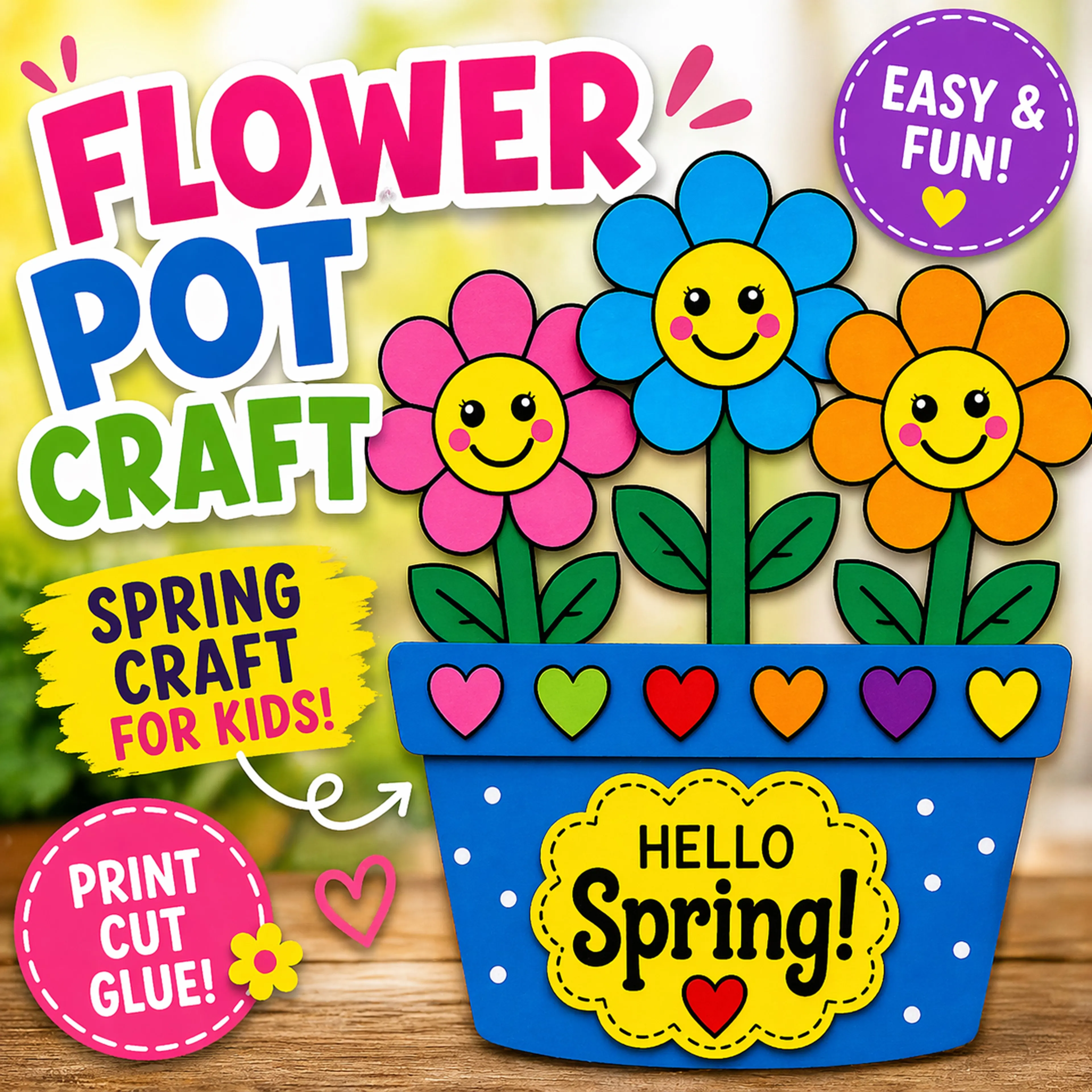 Flower Pot Craft for Kids (Free Printable Idea) – Easy Spring Classroom ...